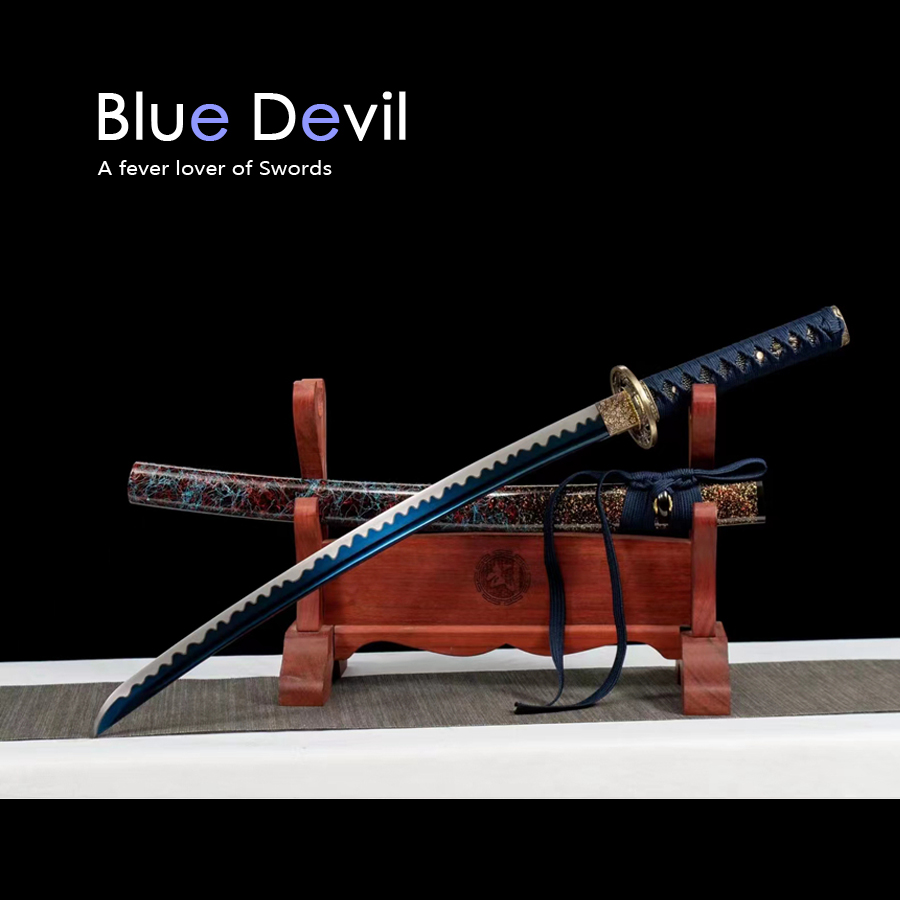 Blue Devil Ninja Katana Japanese Sword Sabre Combat Knife Soldier's ...